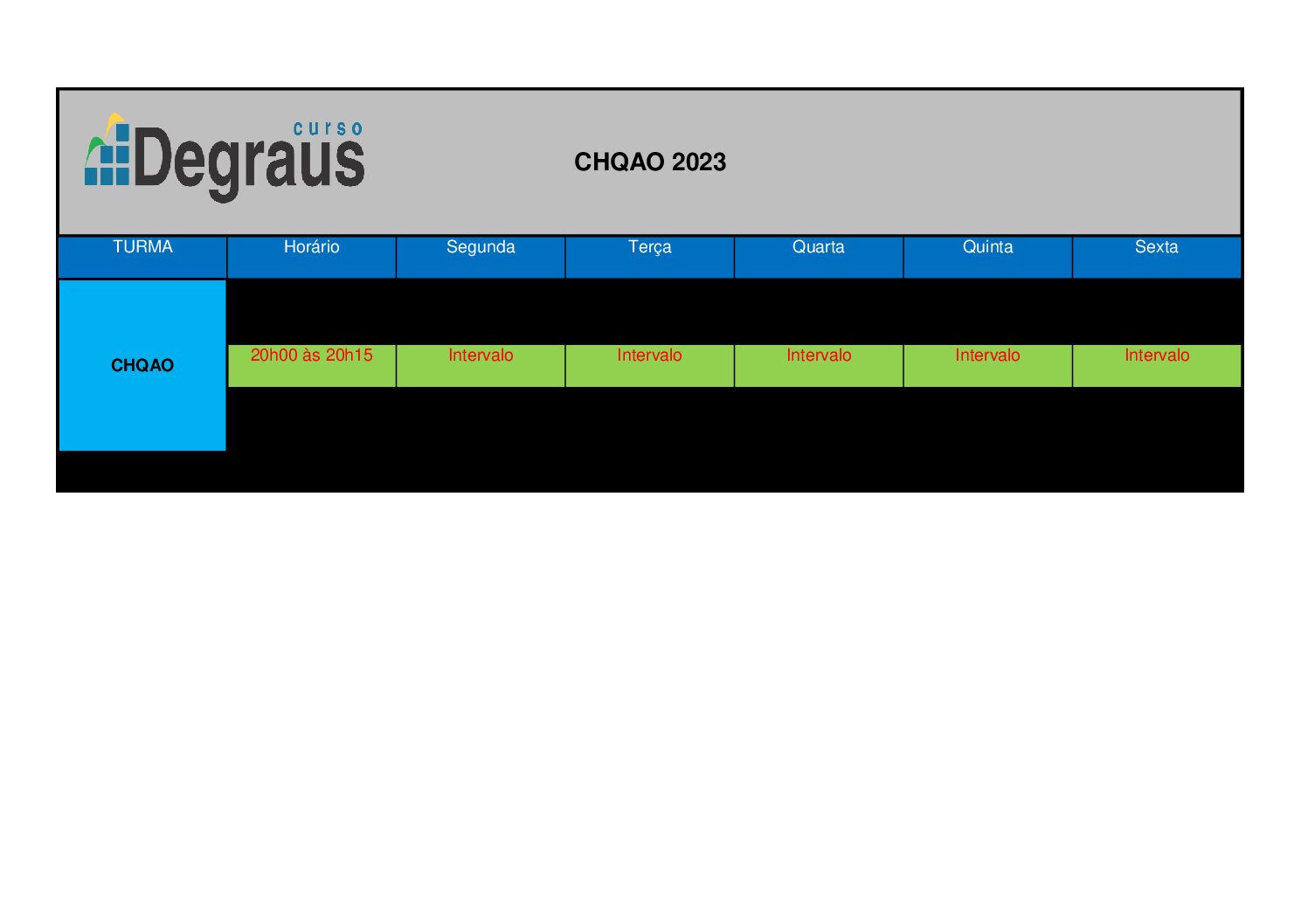 GRADE HORÁRIA CHQAO 2023 – Degraus Concursos